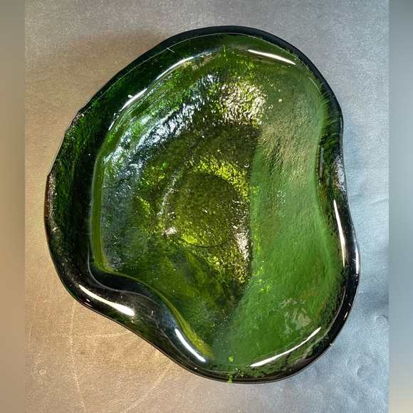 BLENKO | Accents | Vtg Heavy Thick Green Blenko Glass Amoeba Traydish ...